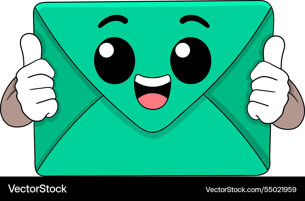 Happy cartoon email envelope character giving Vector Image