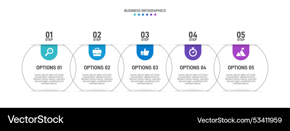Horizontal progress bar featuring 5 arrow-shaped Vector Image