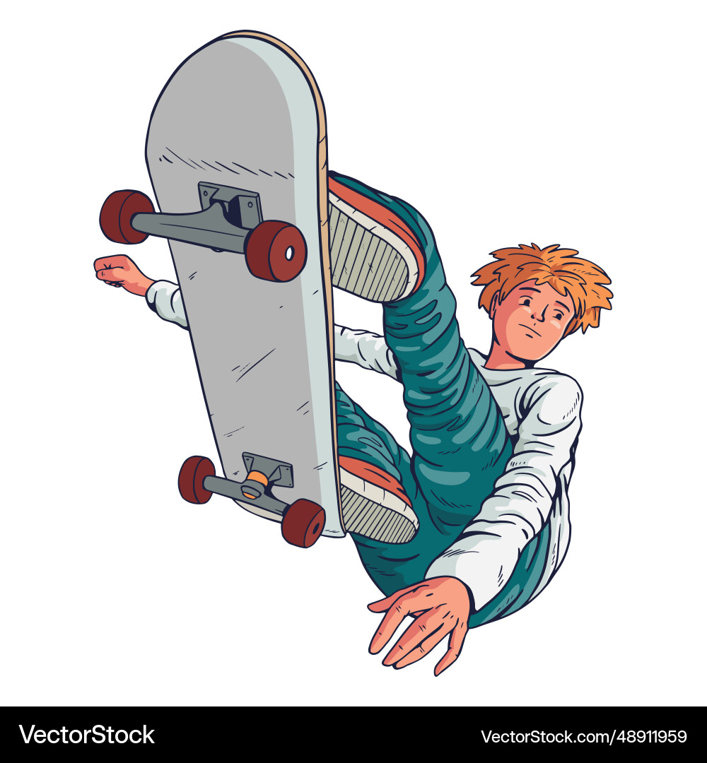 Male skater tricks character Royalty Free Vector Image