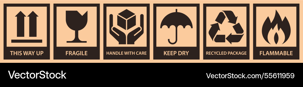 Package Warning Labels - Safety Icons Royalty Free Vector