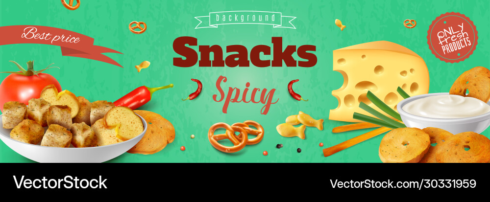 Realistic snacks poster Royalty Free Vector Image