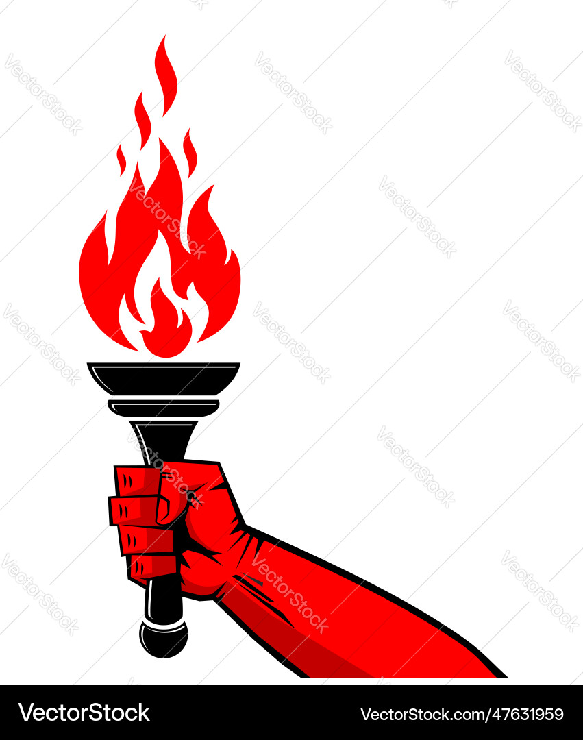 Red hand with torch Royalty Free Vector Image - VectorStock