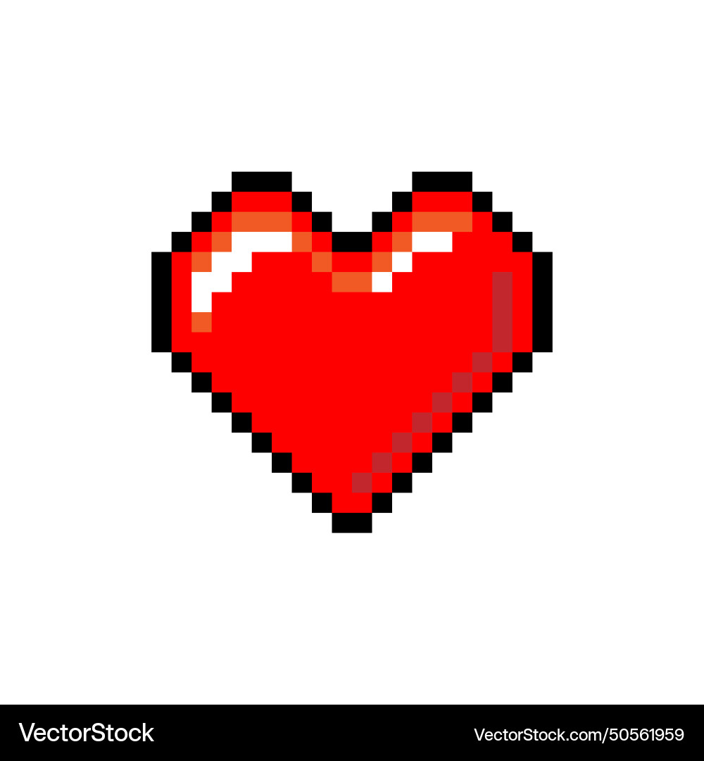 Red heart pixel art computer games graphics Vector Image