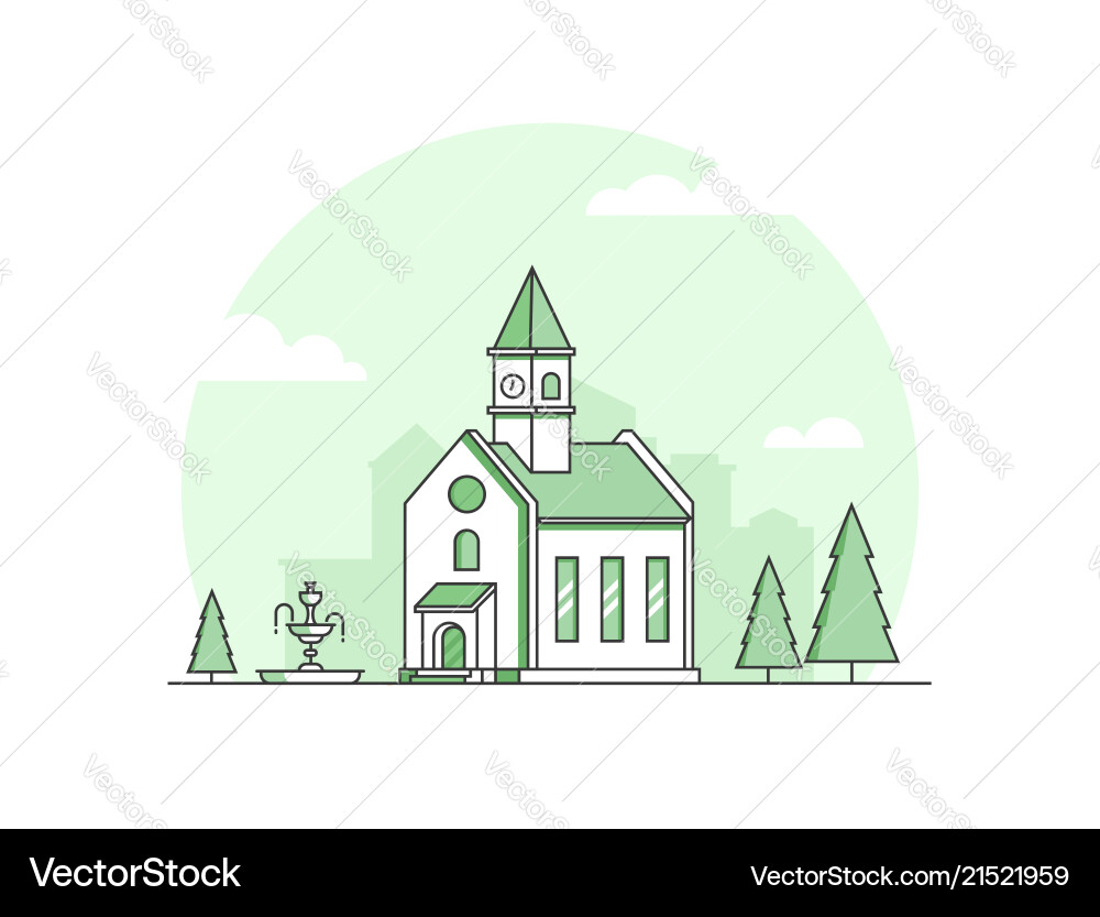 Small church - modern thin line design style Vector Image