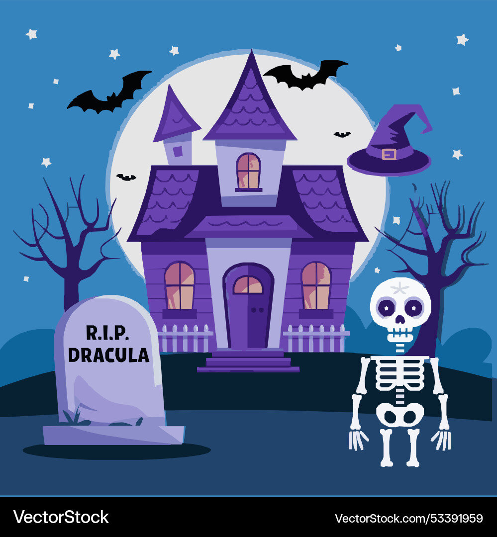 Spooky Halloween Graveyard Royalty Free Vector Image