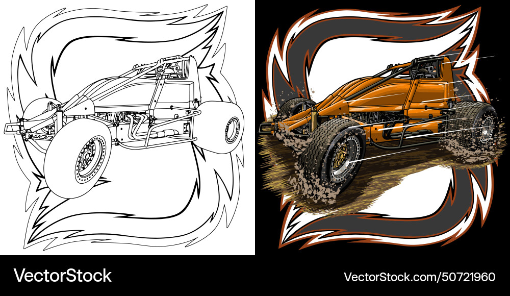 Brown drag racing car with white strip Royalty Free Vector