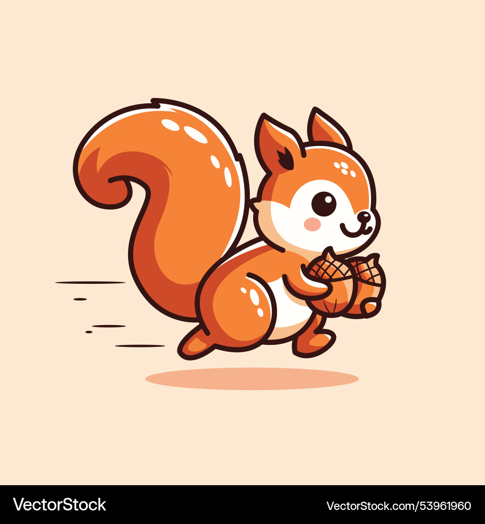 Cute running squirrels Royalty Free Vector Image