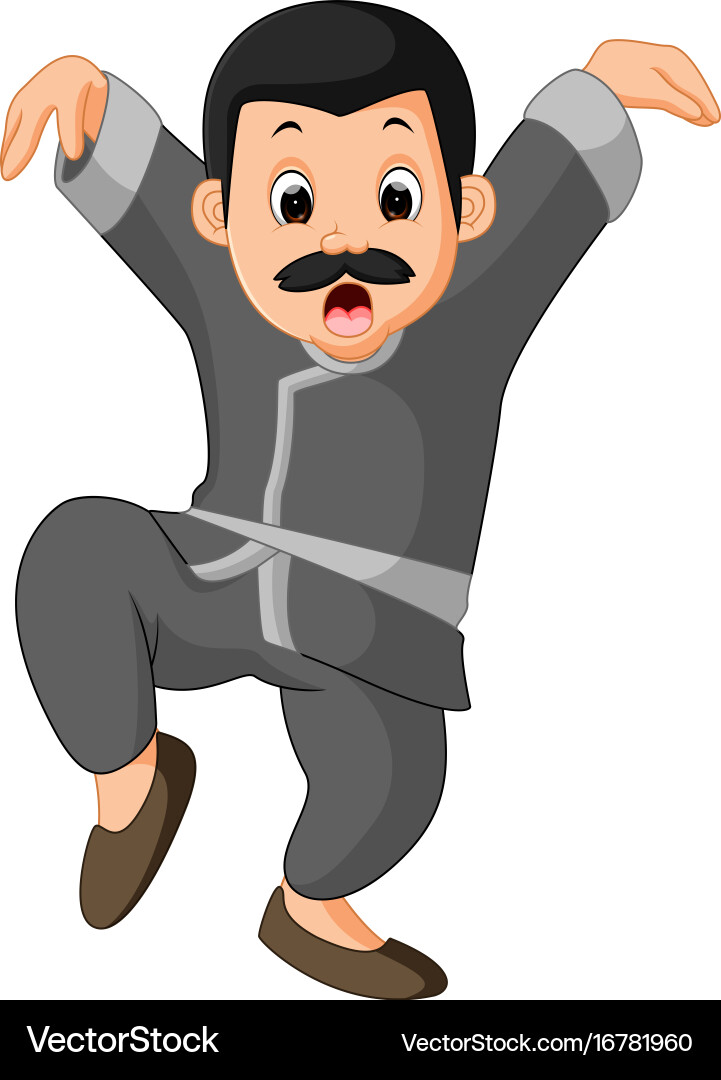 Funny kung fu cartoon Royalty Free Vector Image