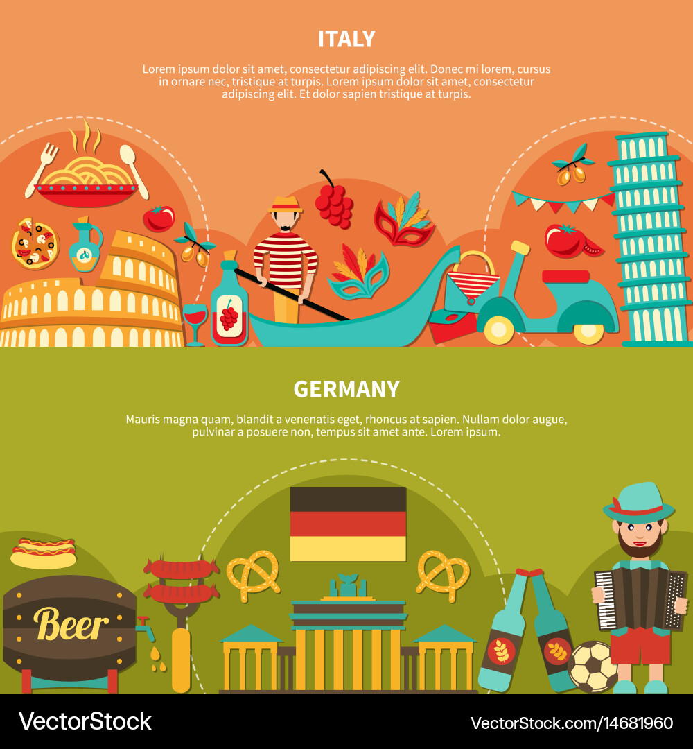 Italy germany horizontal banners Royalty Free Vector Image