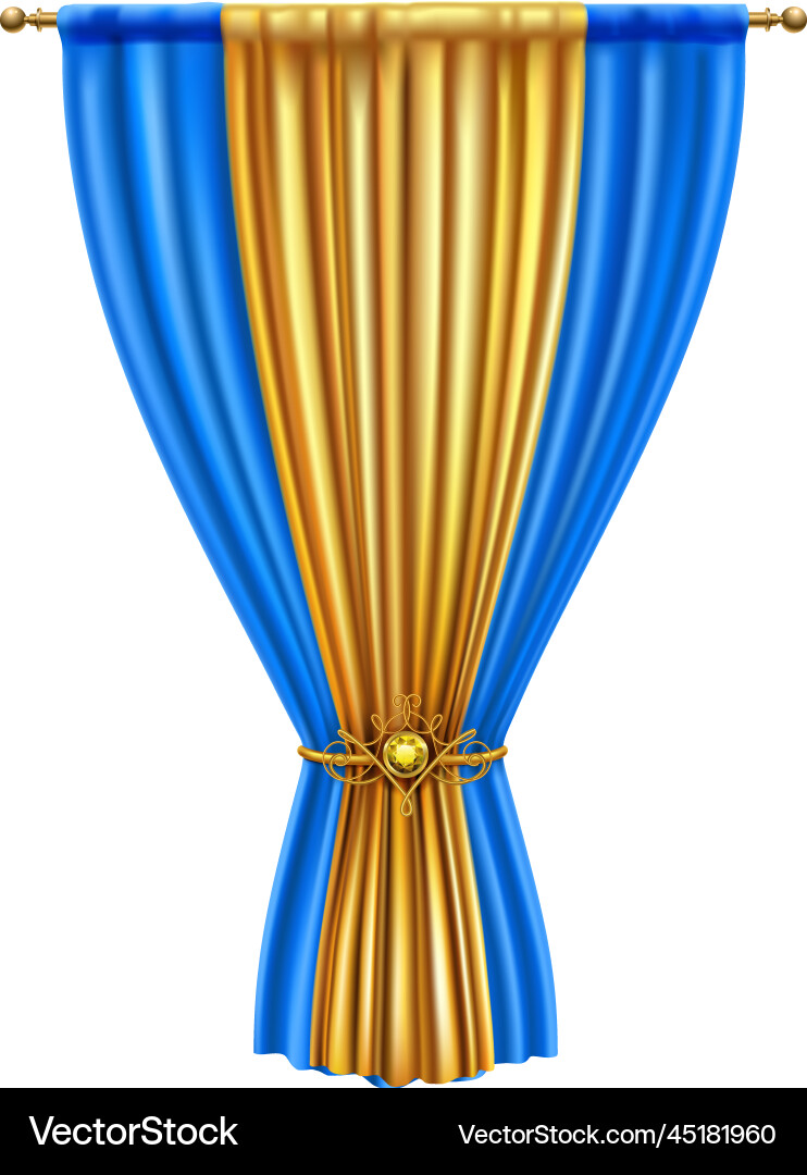 Luxury blue curtain composition Royalty Free Vector Image