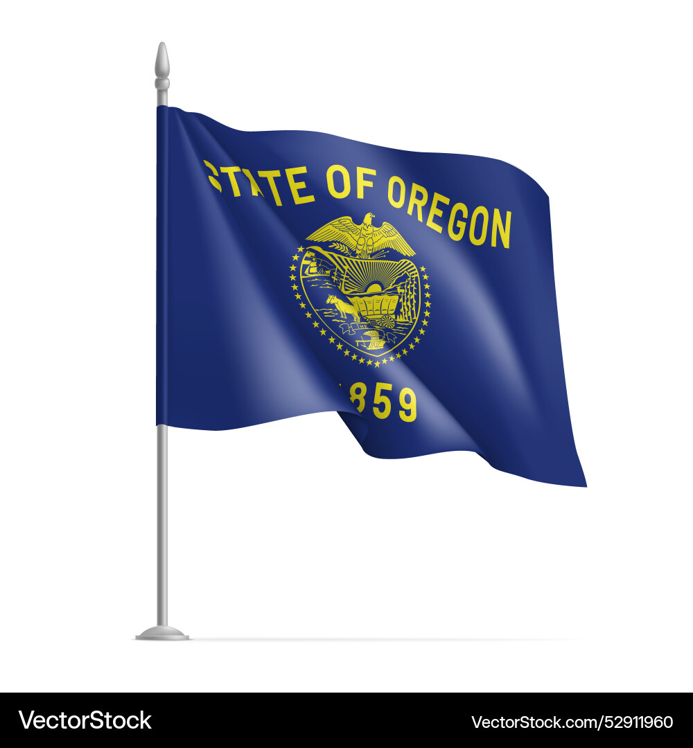 Oregon federal state flag on flagpole Royalty Free Vector