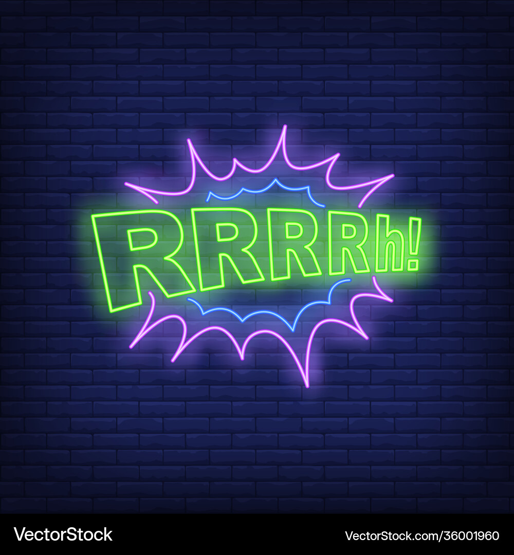 Rrrrh lettering neon sign Royalty Free Vector Image
