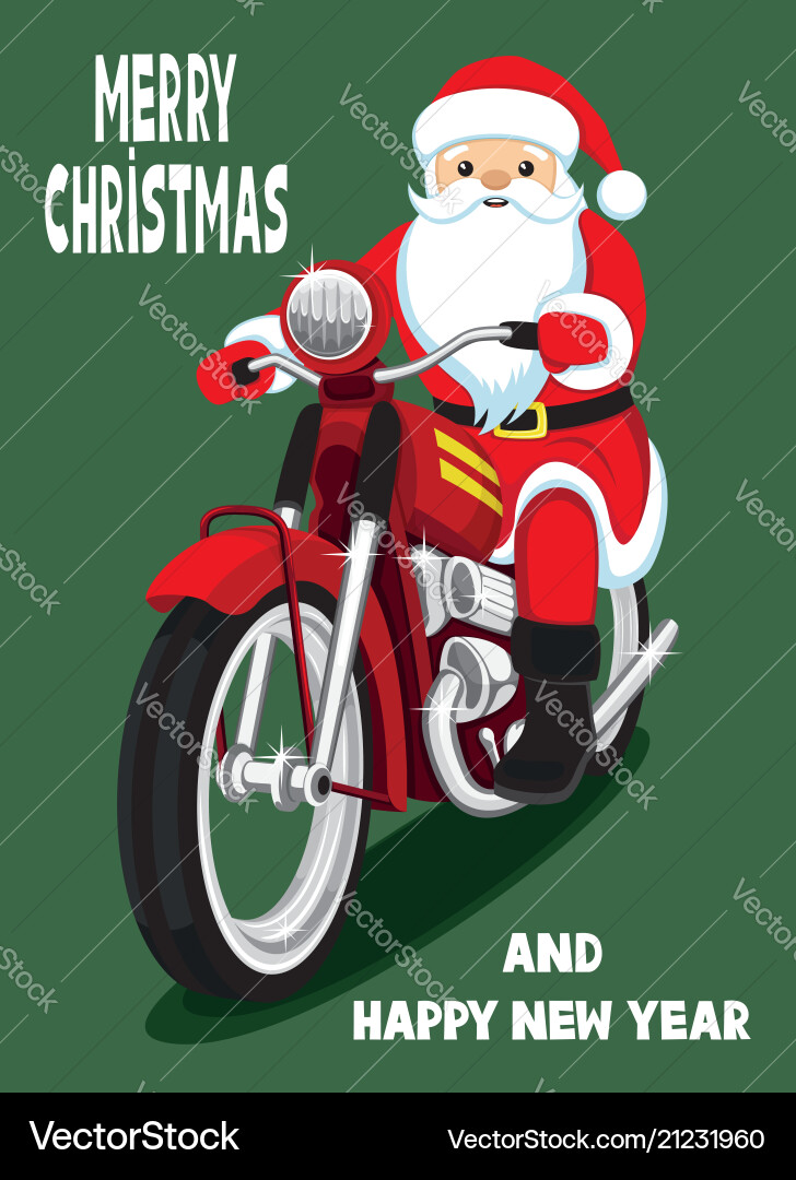 Santa claus on a red motorcycle Royalty Free Vector Image