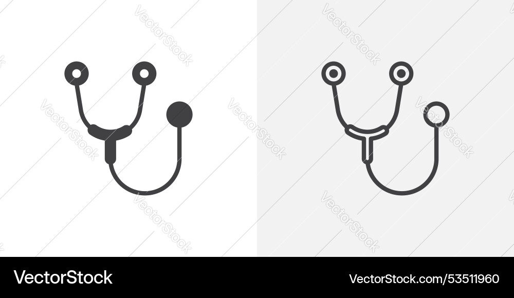 Stethoscopeline in dünner Linie schwarze Farbe flach