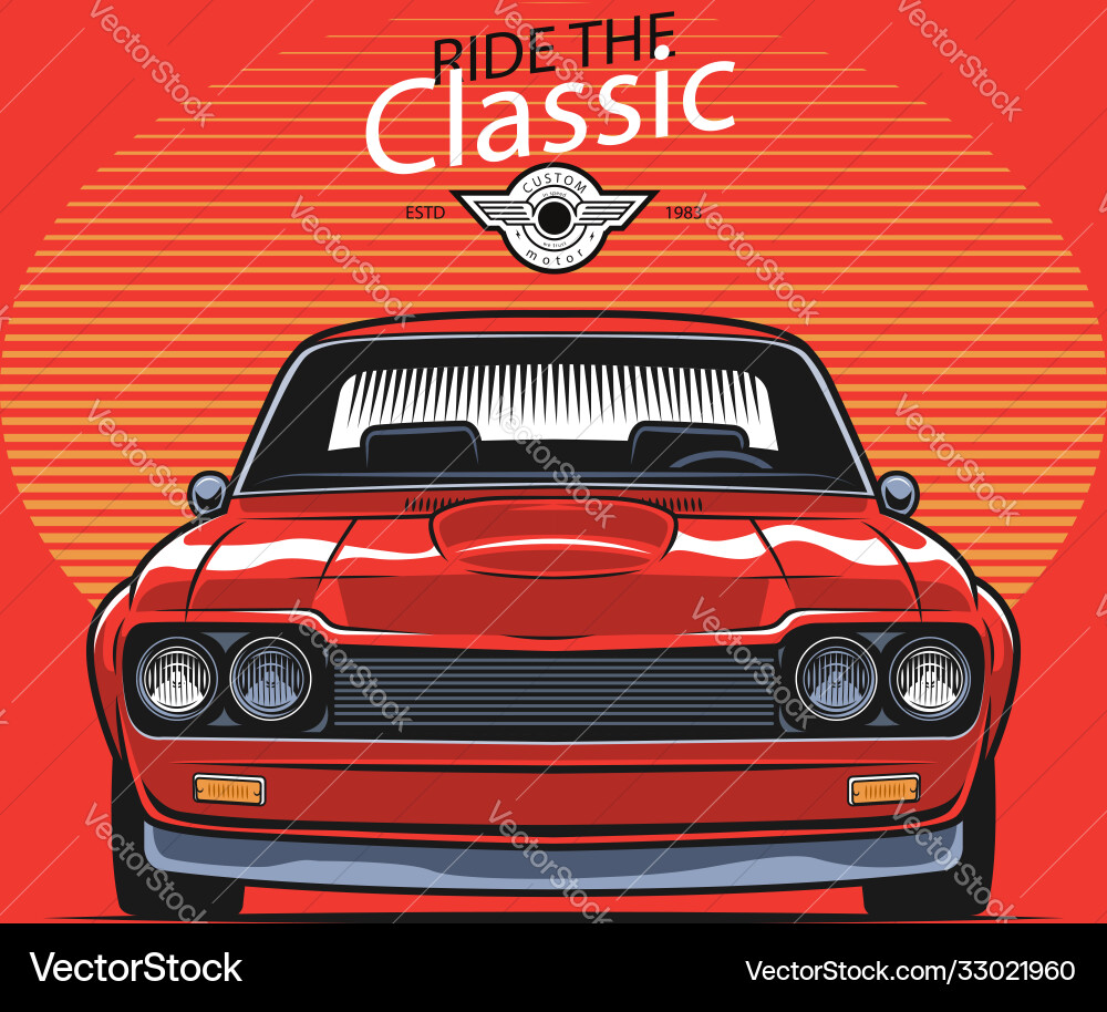 Vintage Red Classic Car Royalty Free Vector Image