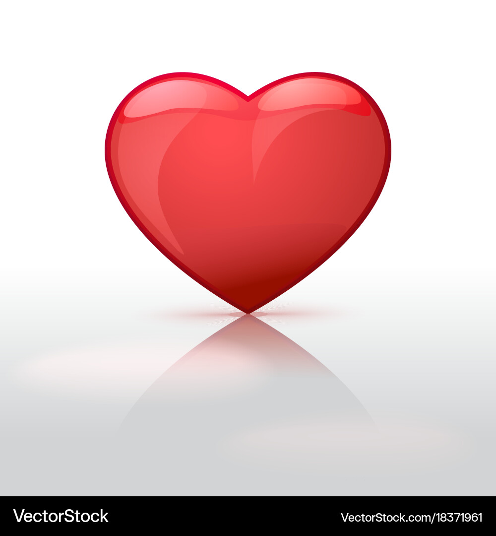 Beautiful red glossy heart shape Royalty Free Vector Image