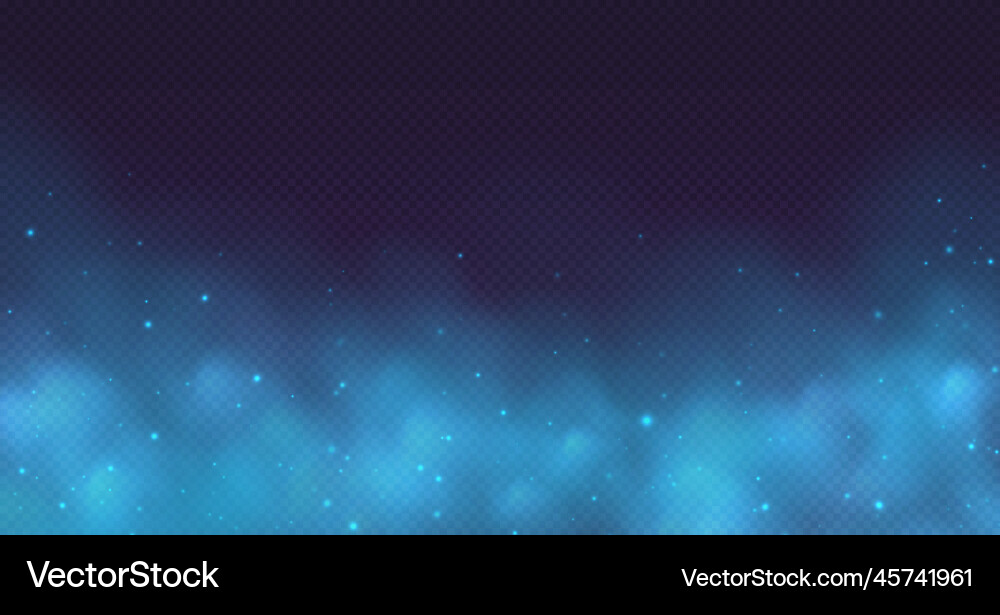 Blue magic smoke transparent fog with sparkles Vector Image