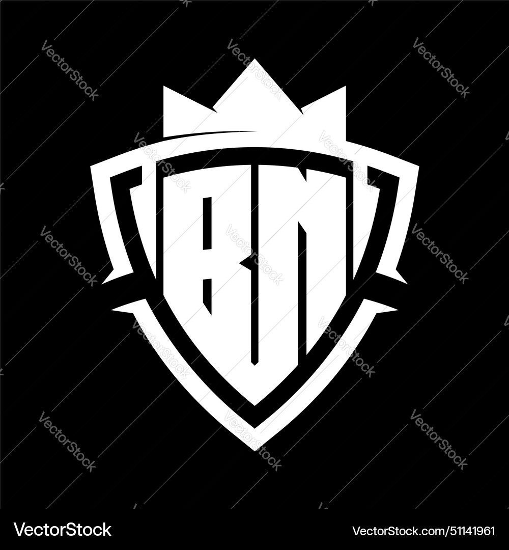 Bn letter monogram with triangle curve shield Vector Image
