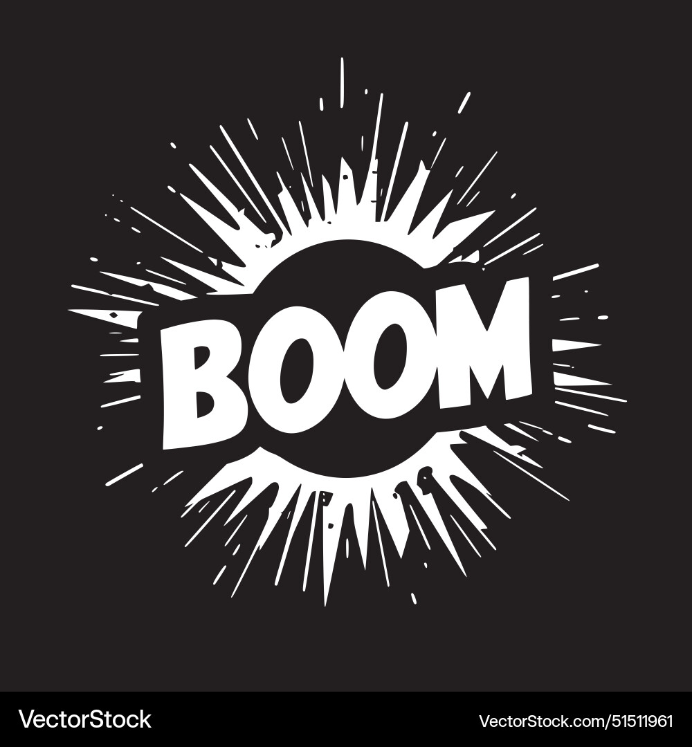 Boom - black and white Royalty Free Vector Image