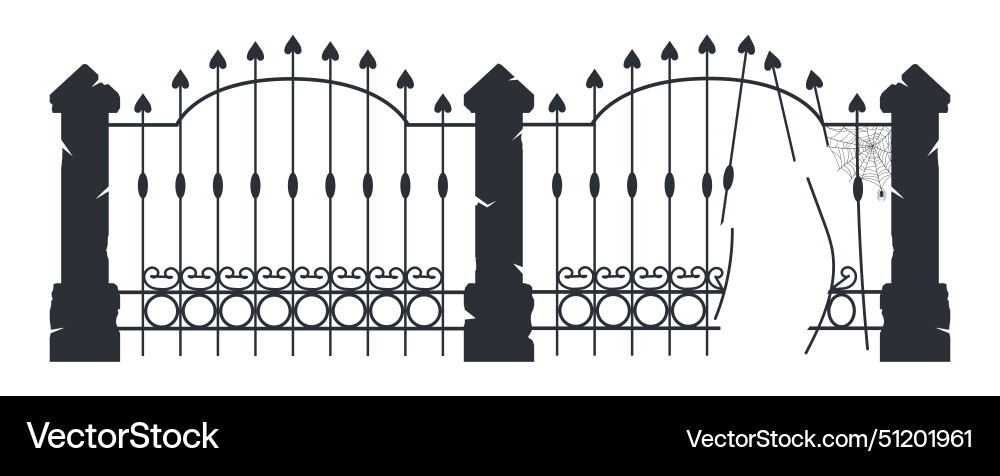 Cemetery gates halloween haunted graveyard Vector Image