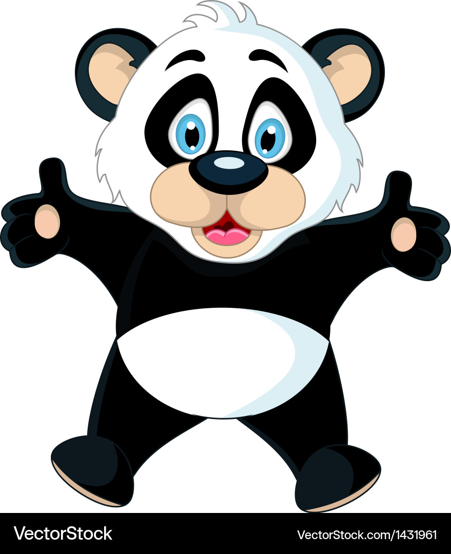Cute baby panda rising his hand Royalty Free Vector Image