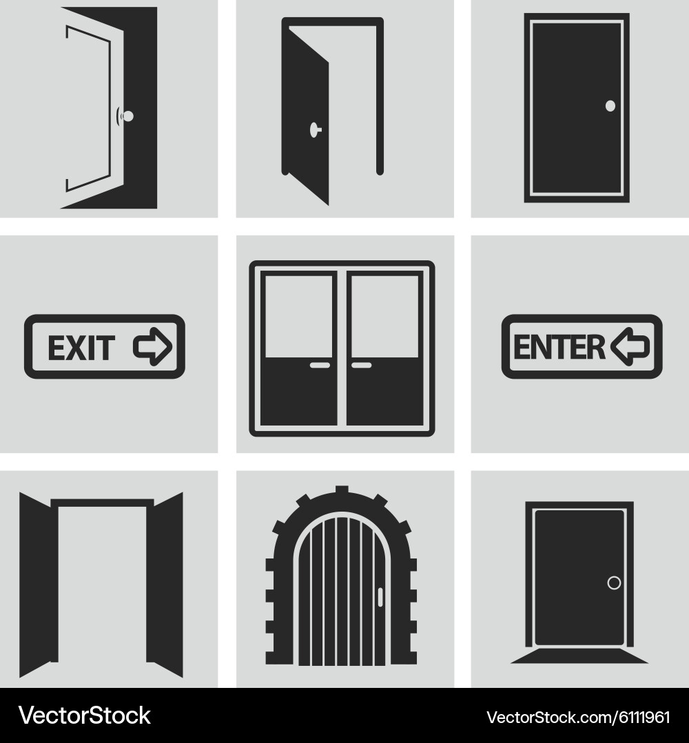 Different doors web icons collection Royalty Free Vector