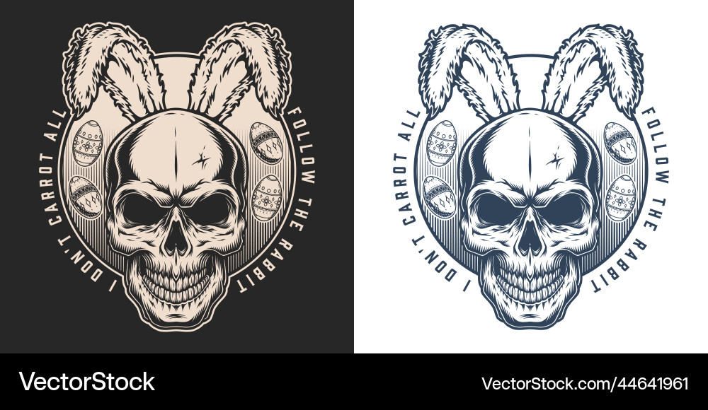 Evil easter bunny poster vintage monochrome Vector Image
