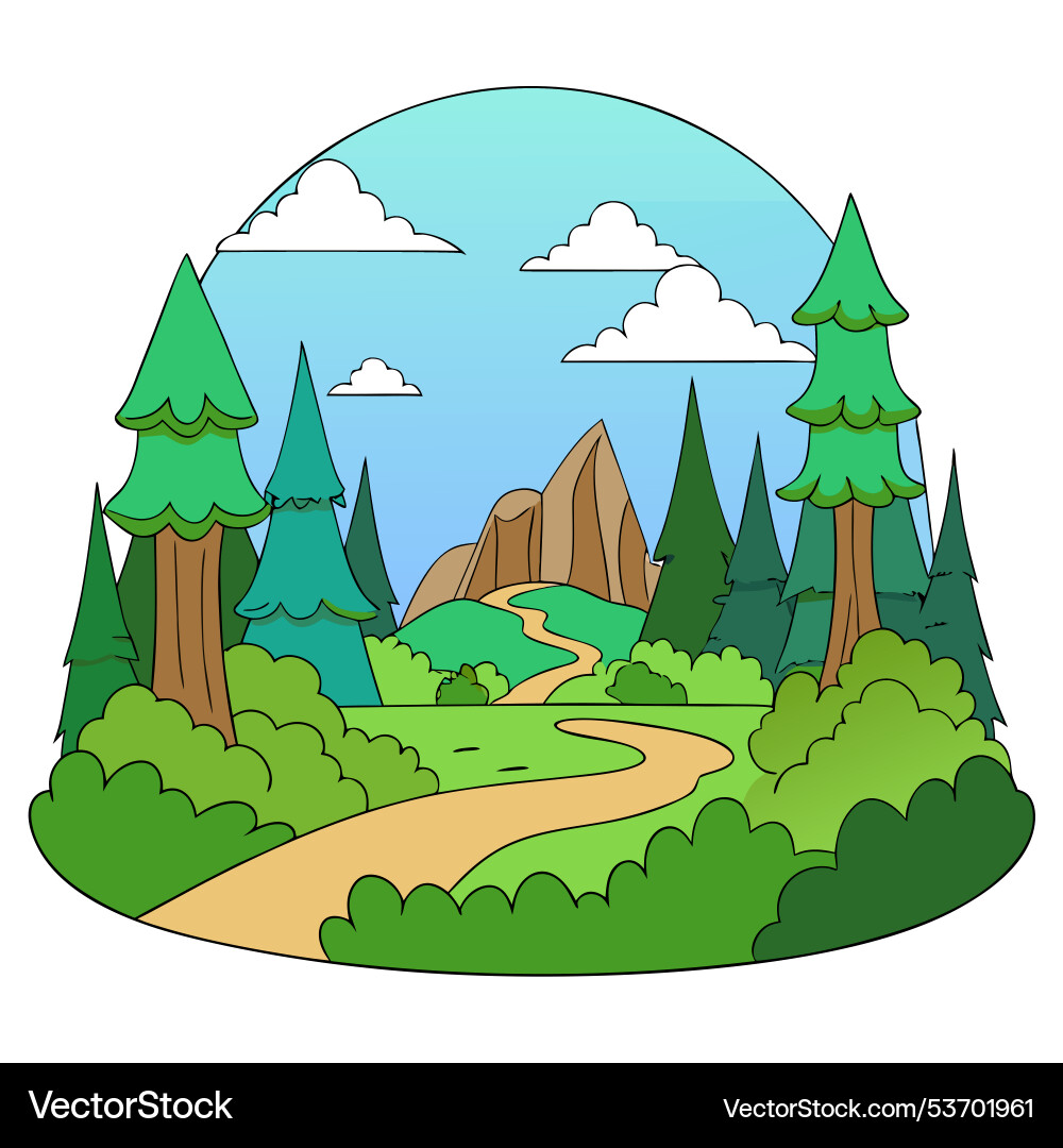 Fantasy landscape in the forest anime style Vector Image