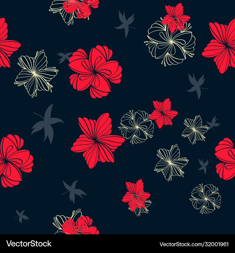 Japanese Flower Pattern Vector Japanese Seamless Pattern Abstract Art