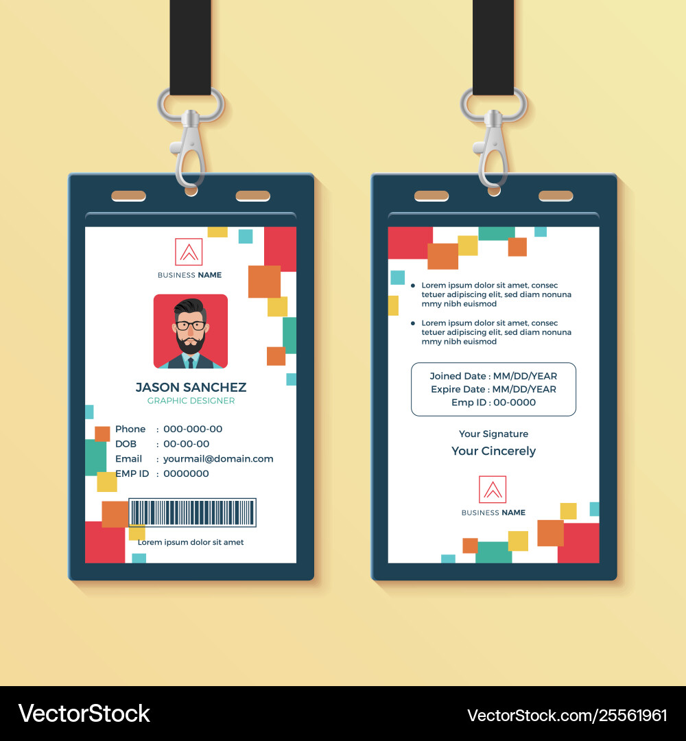 Modern clean graphic id card design template Vector Image