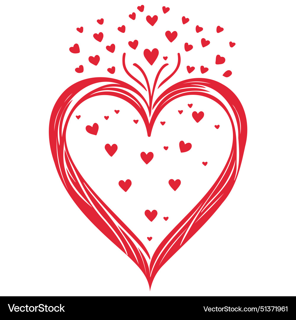 Red doodle abstract sketch love heart Royalty Free Vector