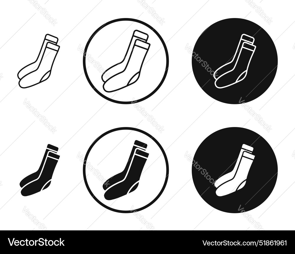 Socks icon set in black and white outlines Vector Image