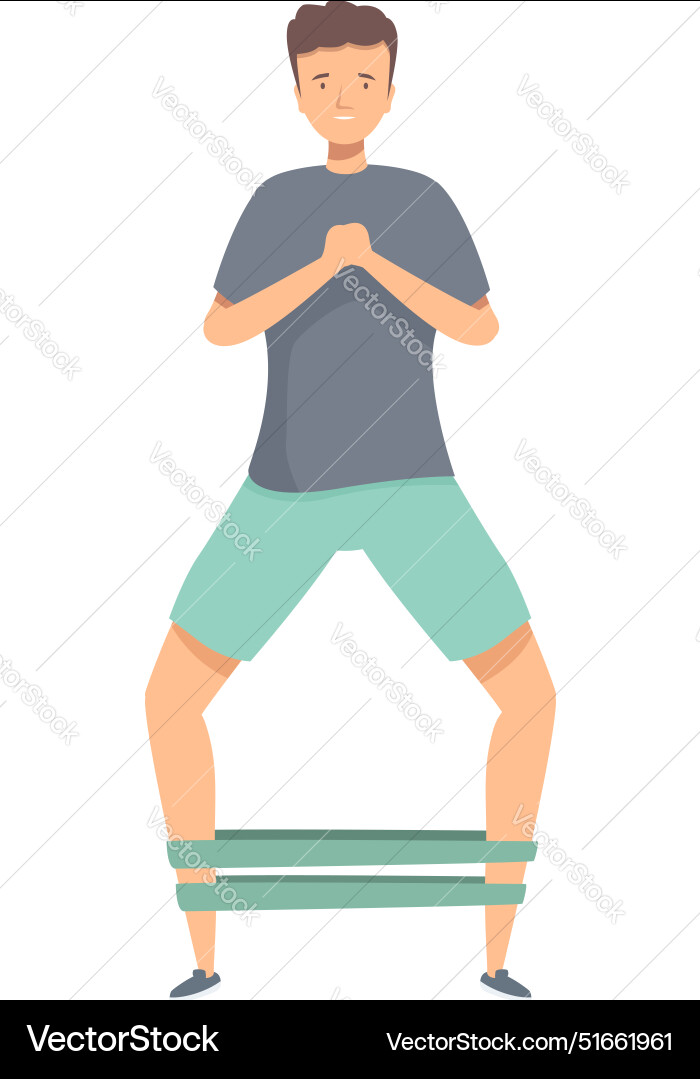 Sportsman doing exercise with resistance band Vector Image