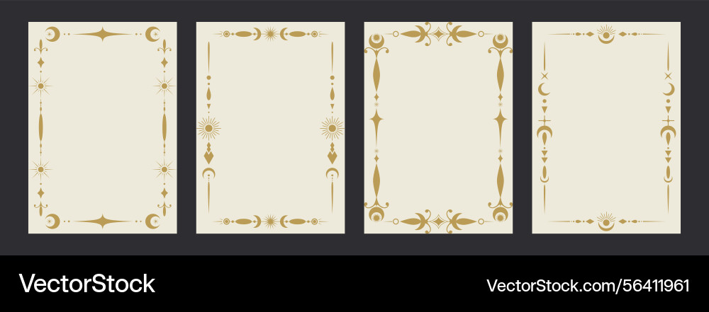 Tarot card border templates with space celestial Vector Image