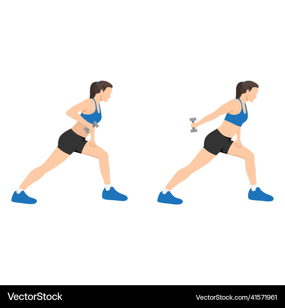 Woman doing one arm tricep kickback exercise Vector Image