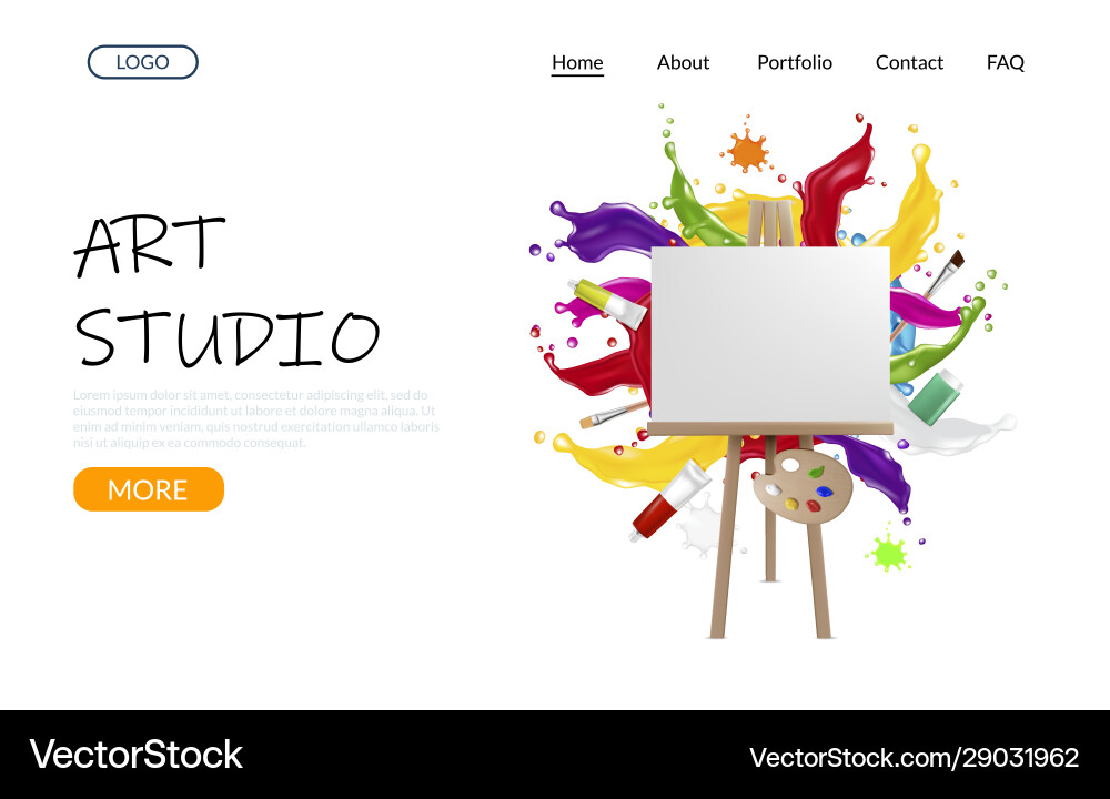 Art studio website landing page design Royalty Free Vector