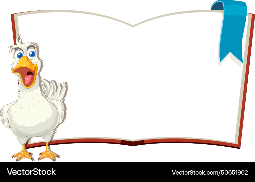 Cartoon chicken presenting a blank open book Vector Image