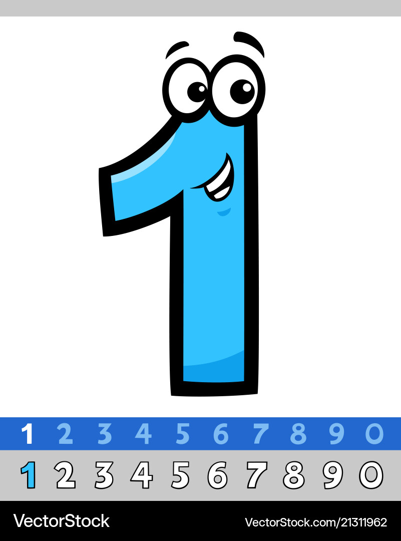 Cartoon Number One Royalty Free Vector Image - VectorStock