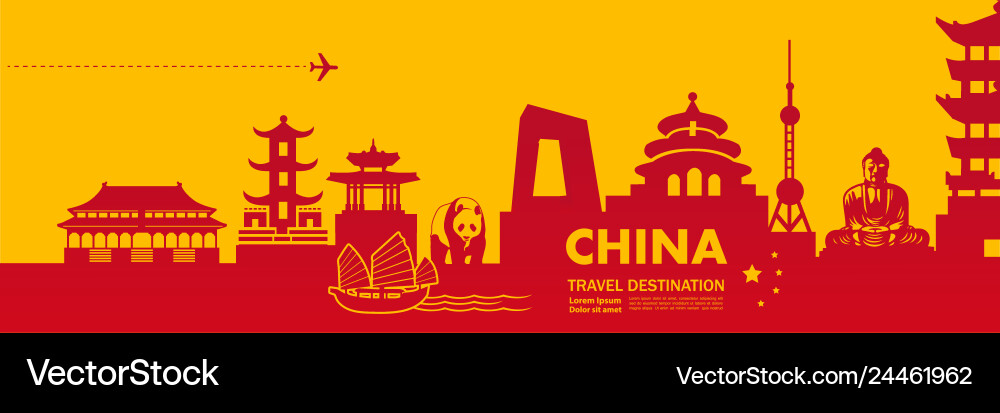 China travel destination Royalty Free Vector Image