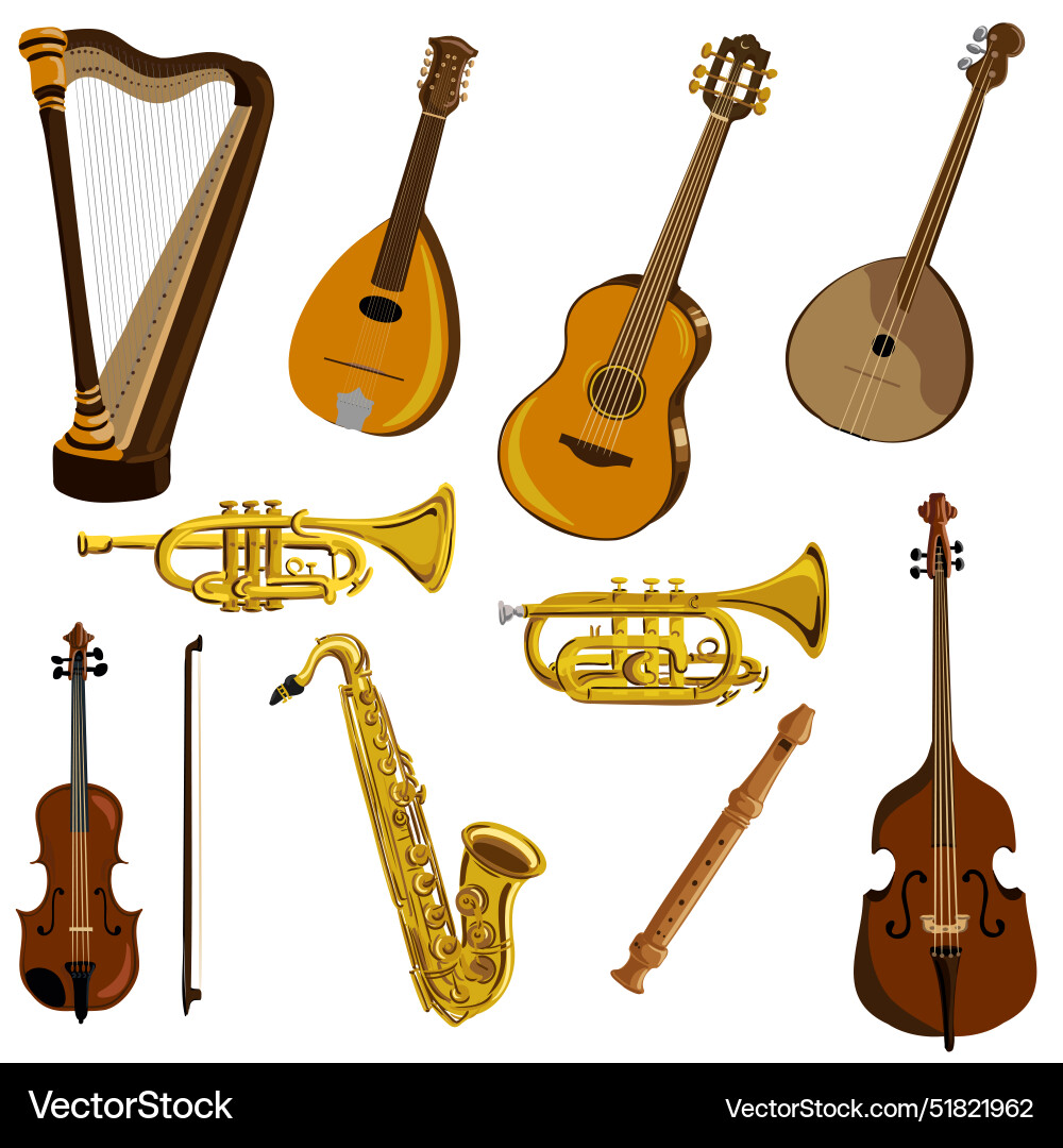 Drawing musical instruments Royalty Free Vector Image