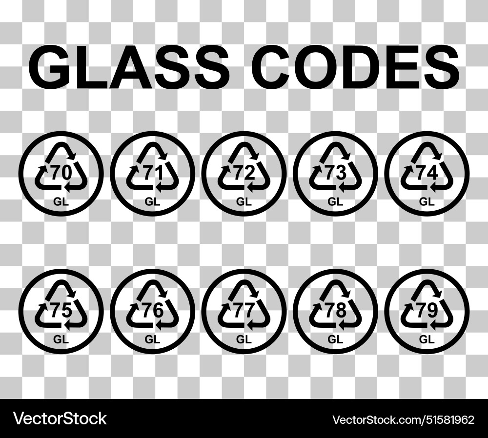 Glass Recycling Symbol Set Royalty Free Vector Image