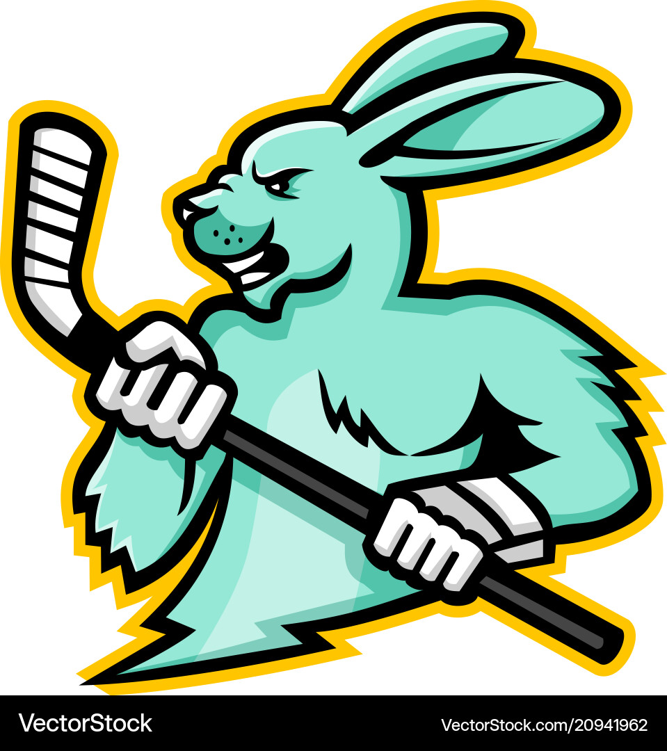 Jackrabbit ice hockey player mascot Royalty Free Vector