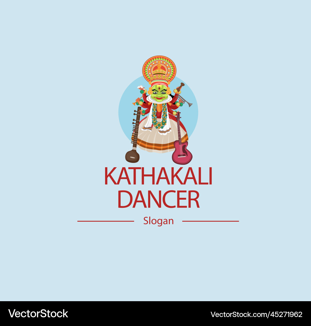 Kathakali dancer mascot logo Royalty Free Vector Image