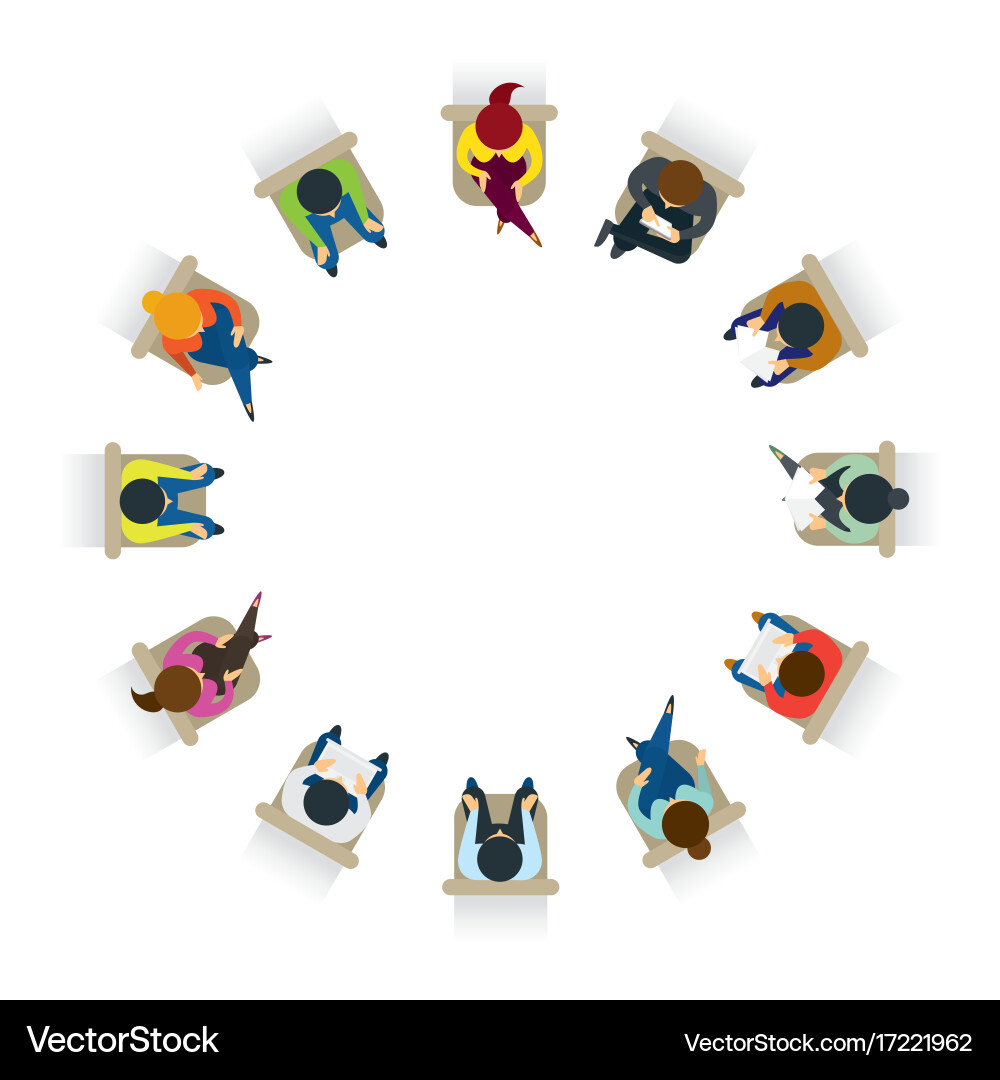 People sitting on chairs in circle form Royalty Free Vector