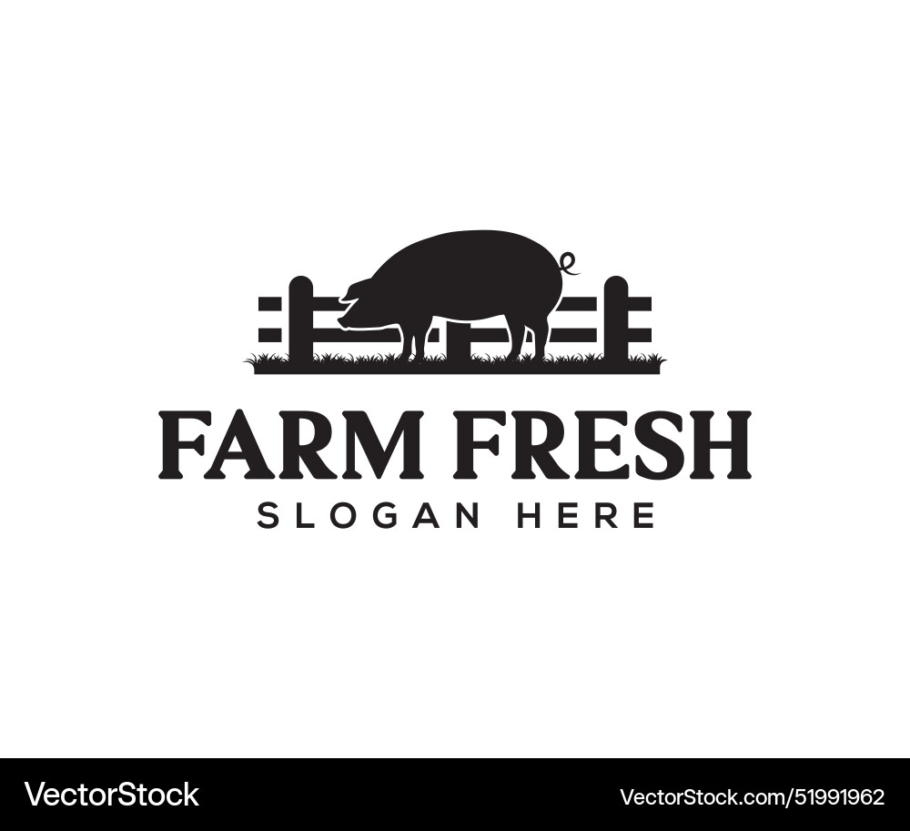 Pig farm logo design and silhouette Royalty Free Vector