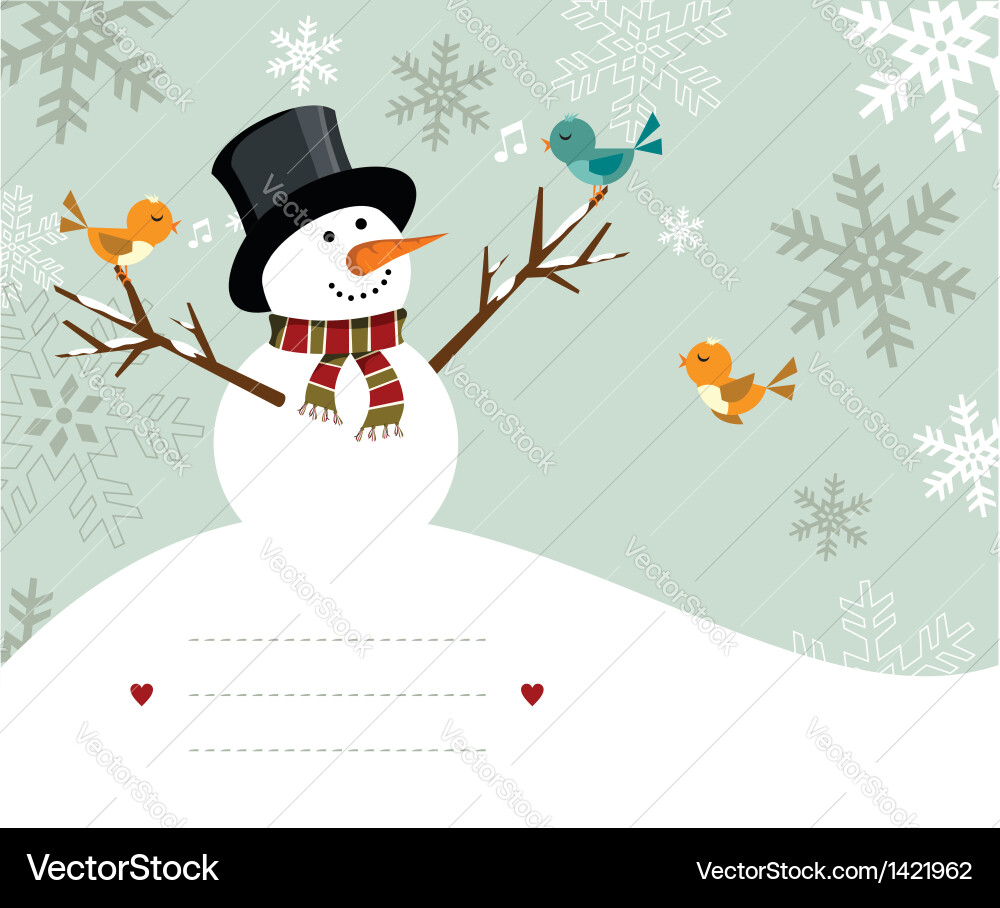 Snowman card Royalty Free Vector Image - VectorStock