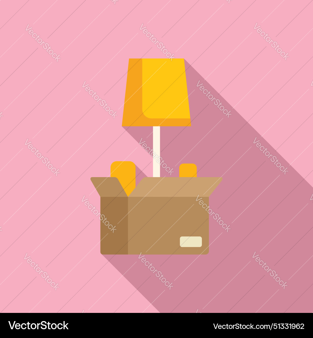 Unpacking new lamp from cardboard box Royalty Free Vector