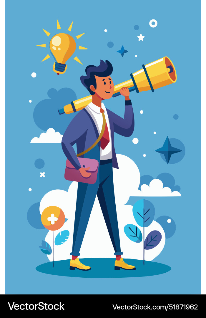 Visionary businessman seeking innovation Vector Image