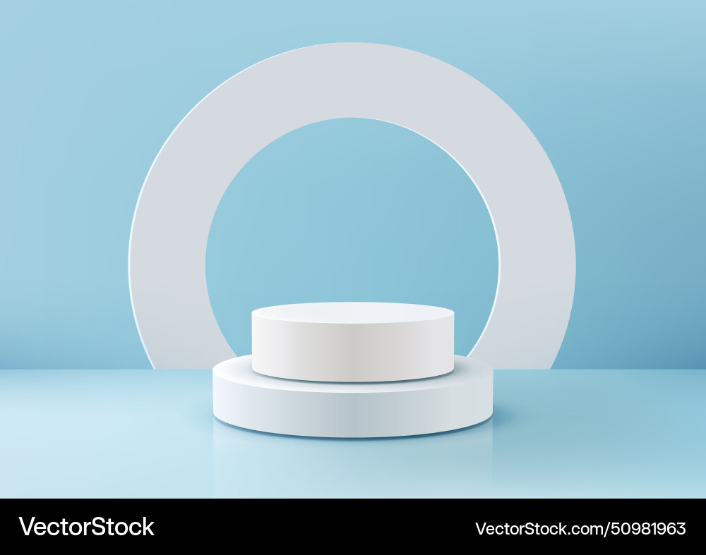 3d realistic white color podium platform Vector Image