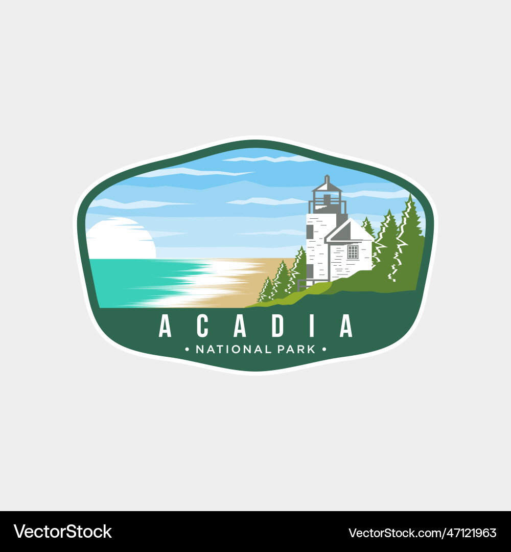 Acadia Nationalpark Emblem Patch Logo Lizenzfreier Vektor